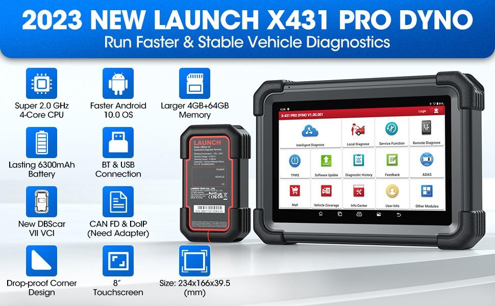 LAUNCH X431 PRO Dyno 2023 Professional Car Diagnostic OBDII Code ...