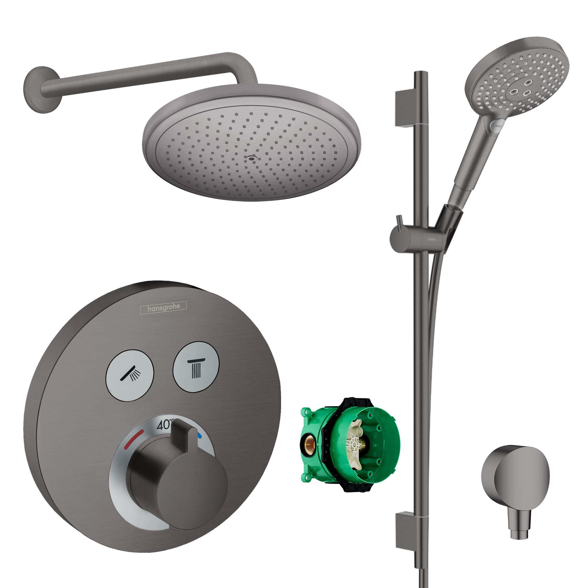 Hansgrohe Round Select 2 Outlet Push Thermostatic Valve with Croma 280 ...