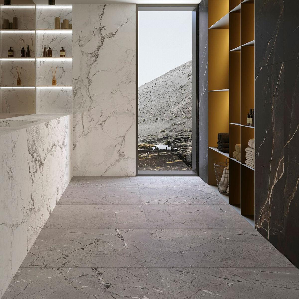 Sublime Thunder 4D Shaped Stone Effect Porcelain Tile 100x100cm Matt in ...