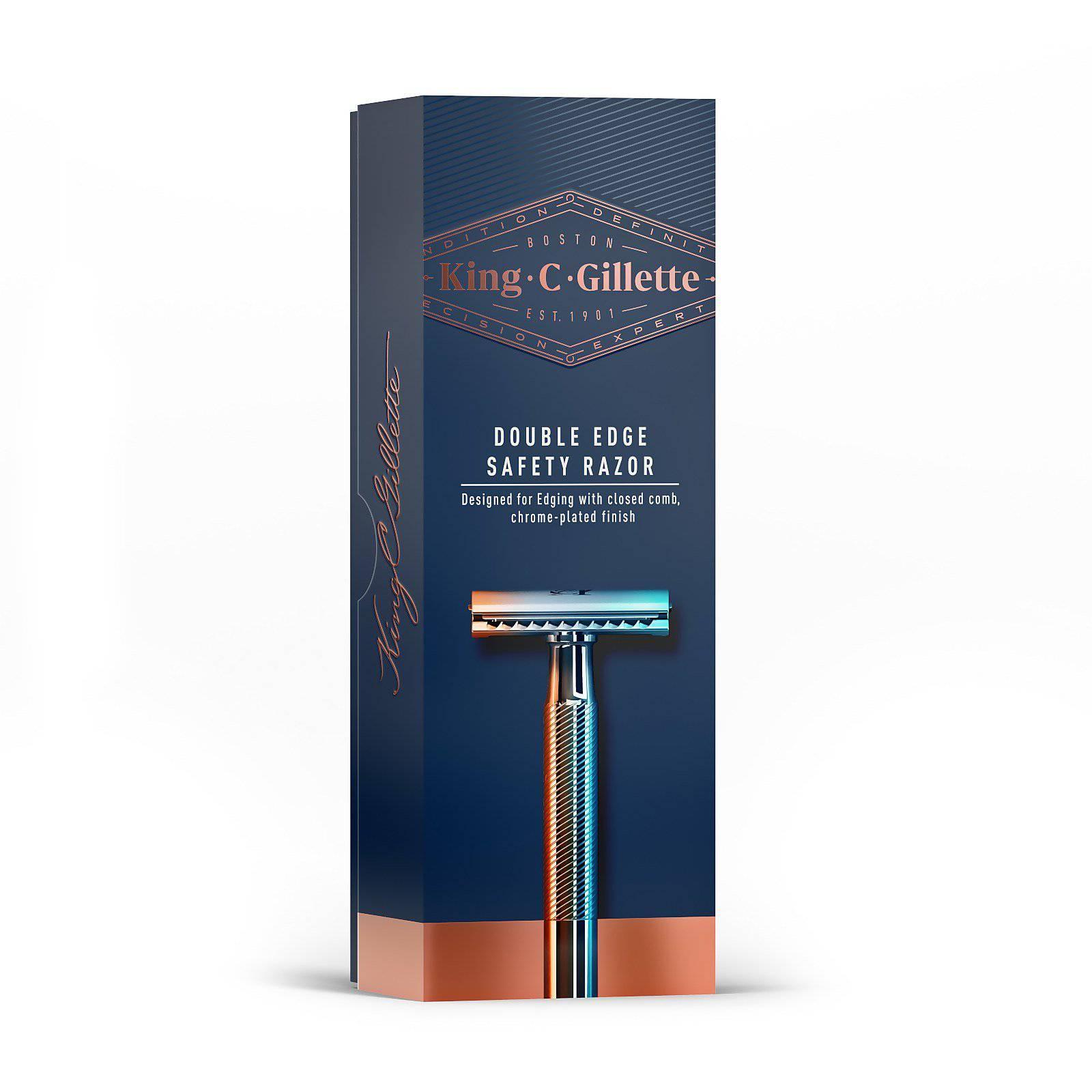 King C. Gillette Double Edge Razor w/ Double Edged Blades - Chrome ...