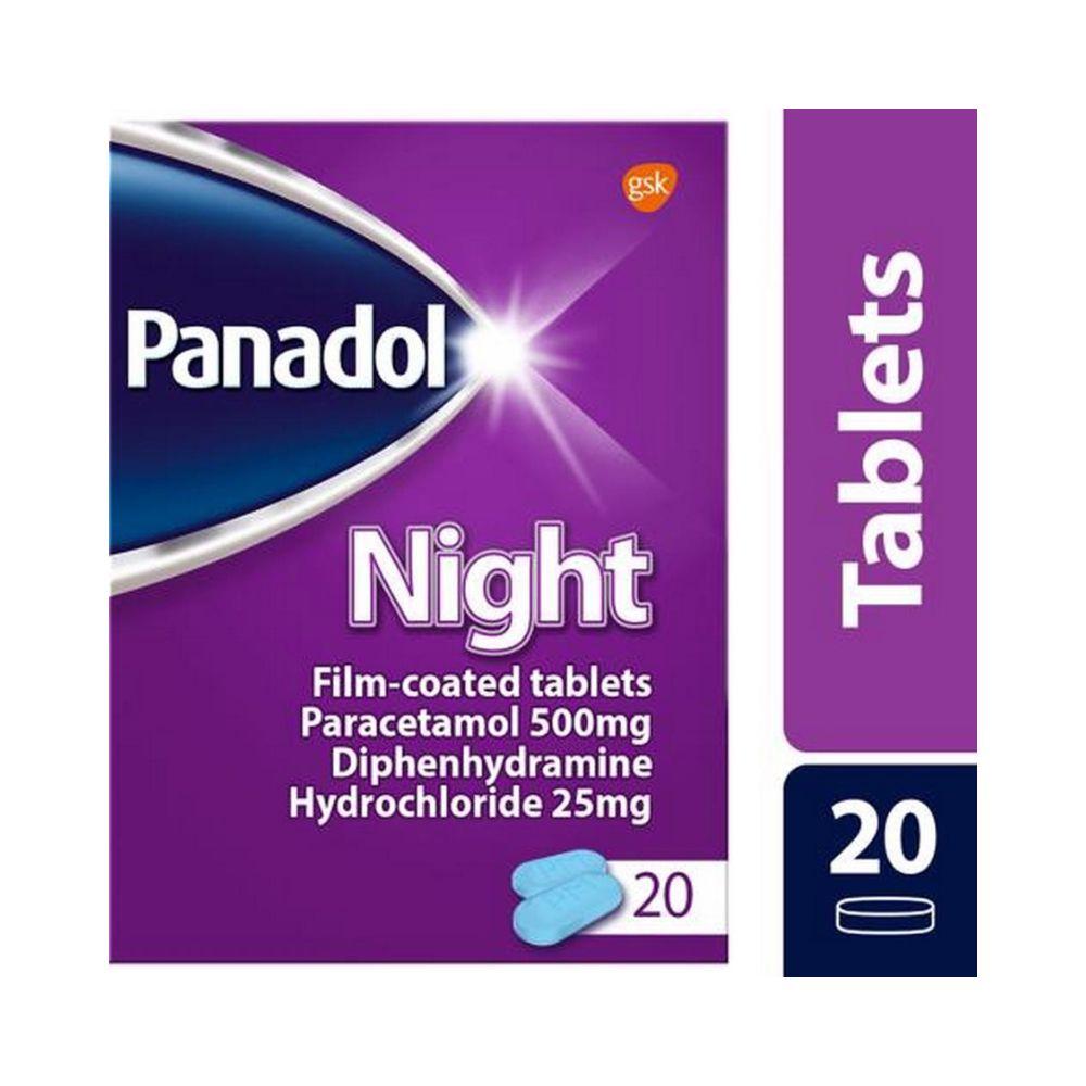 Panadol Night Tablets Paracetamol Diphenhydramine HCl 500mg/25mg 20s in ...