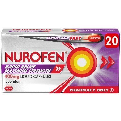Nurofen Rapid Relief Maximum Strength Ibuprofen 400mg Liquid Capsules ...