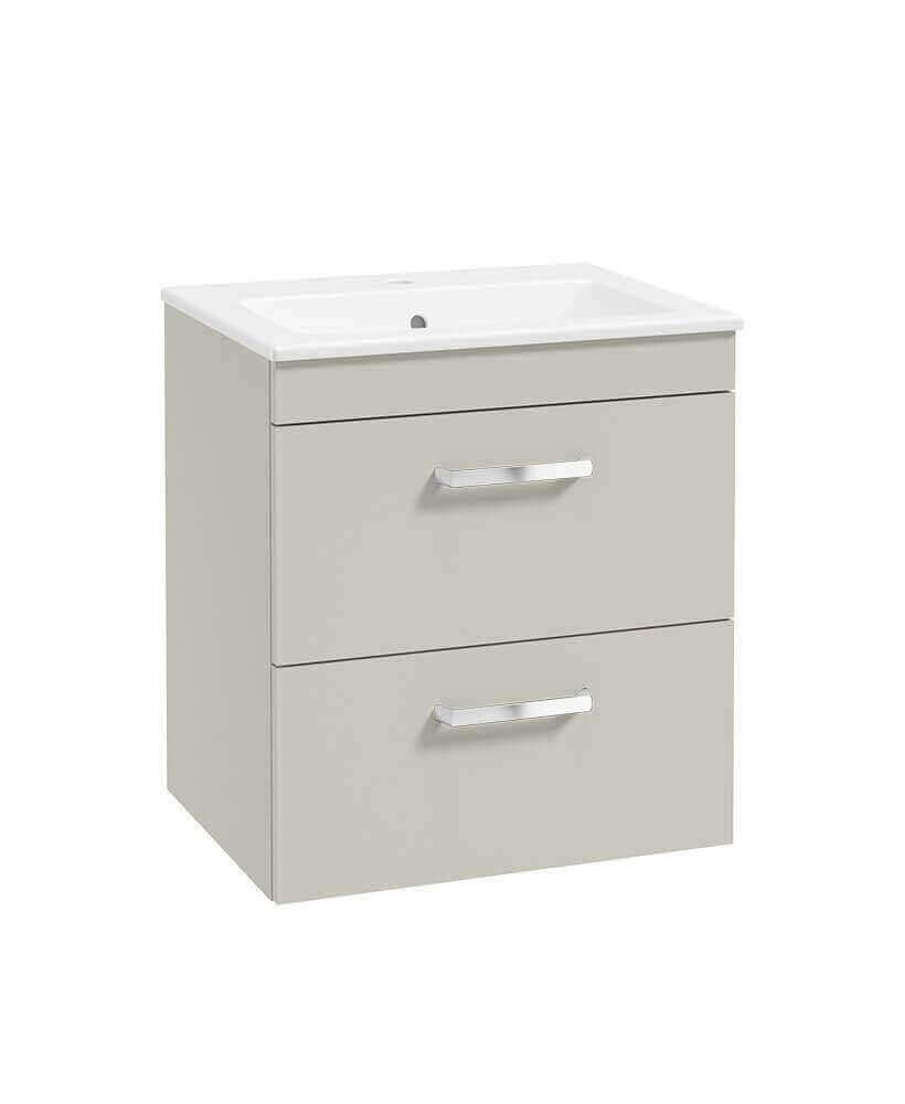 CORTA Wall Hung 50cm Two Drawer Unit Whispering Willow-Chrome Handles ...