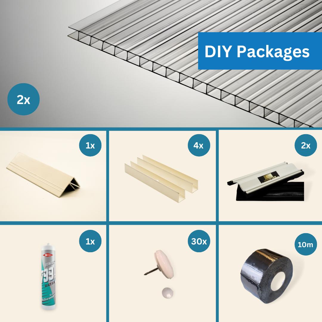 DIY Package - Clear Multiwall Polycarbonate Lean-To 1500mm x 8400mm in ...