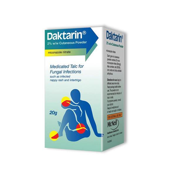 Daktarin 2% Cutaneous Powder Fungal Infections Medicated Talc 20G in ...